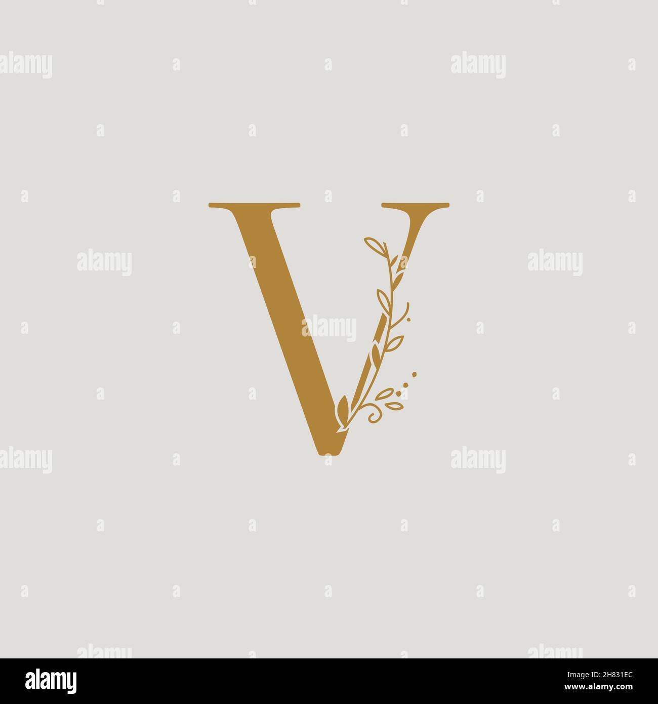 Graphic Floral Initial Alphabet V flowers bouquet composition. Unique ...