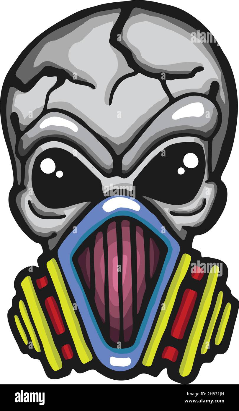 Evil Gas Mask Skull Drawing