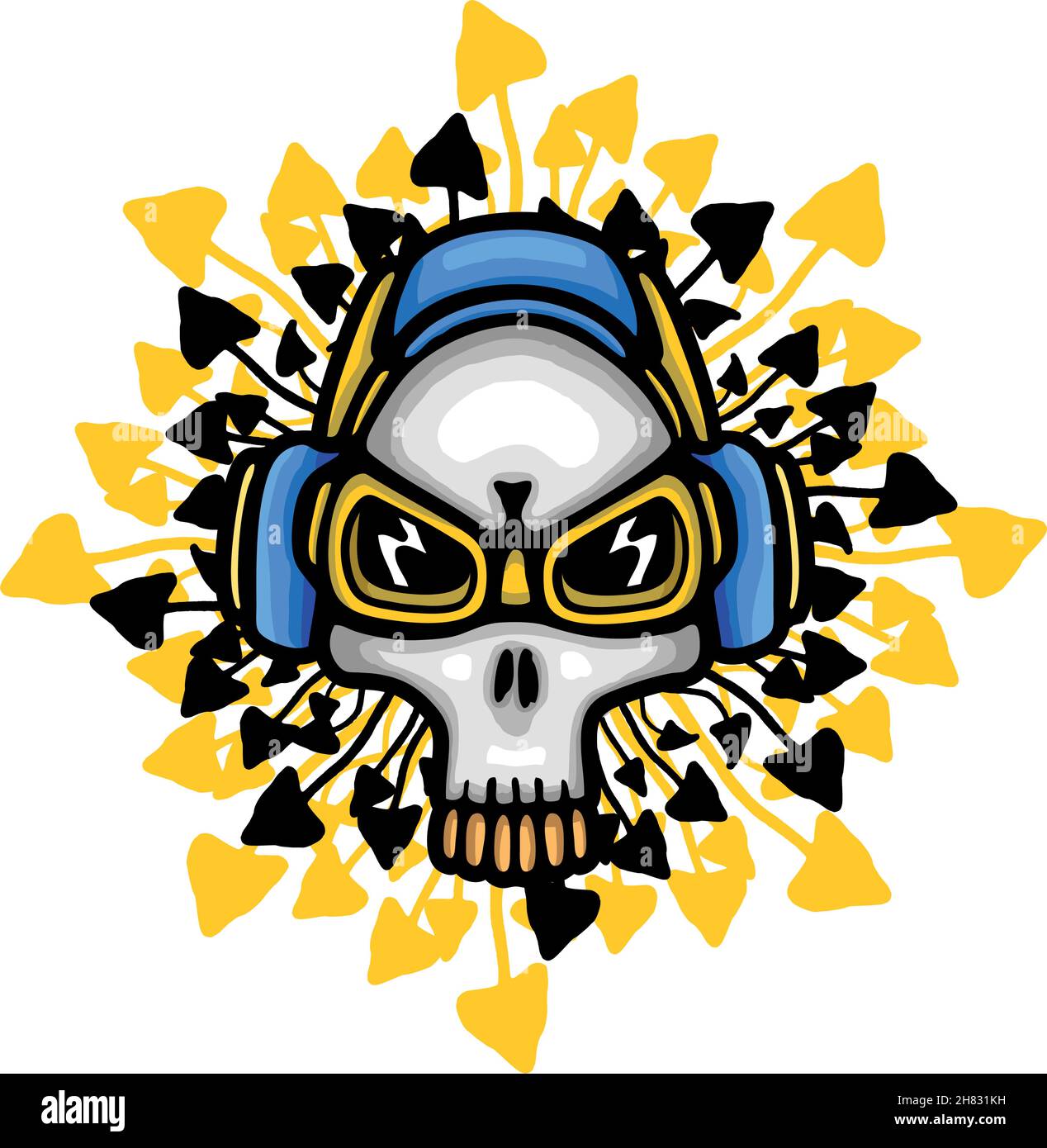 Music theme skull, vector illustration Stock Vector Image & Art - Alamy