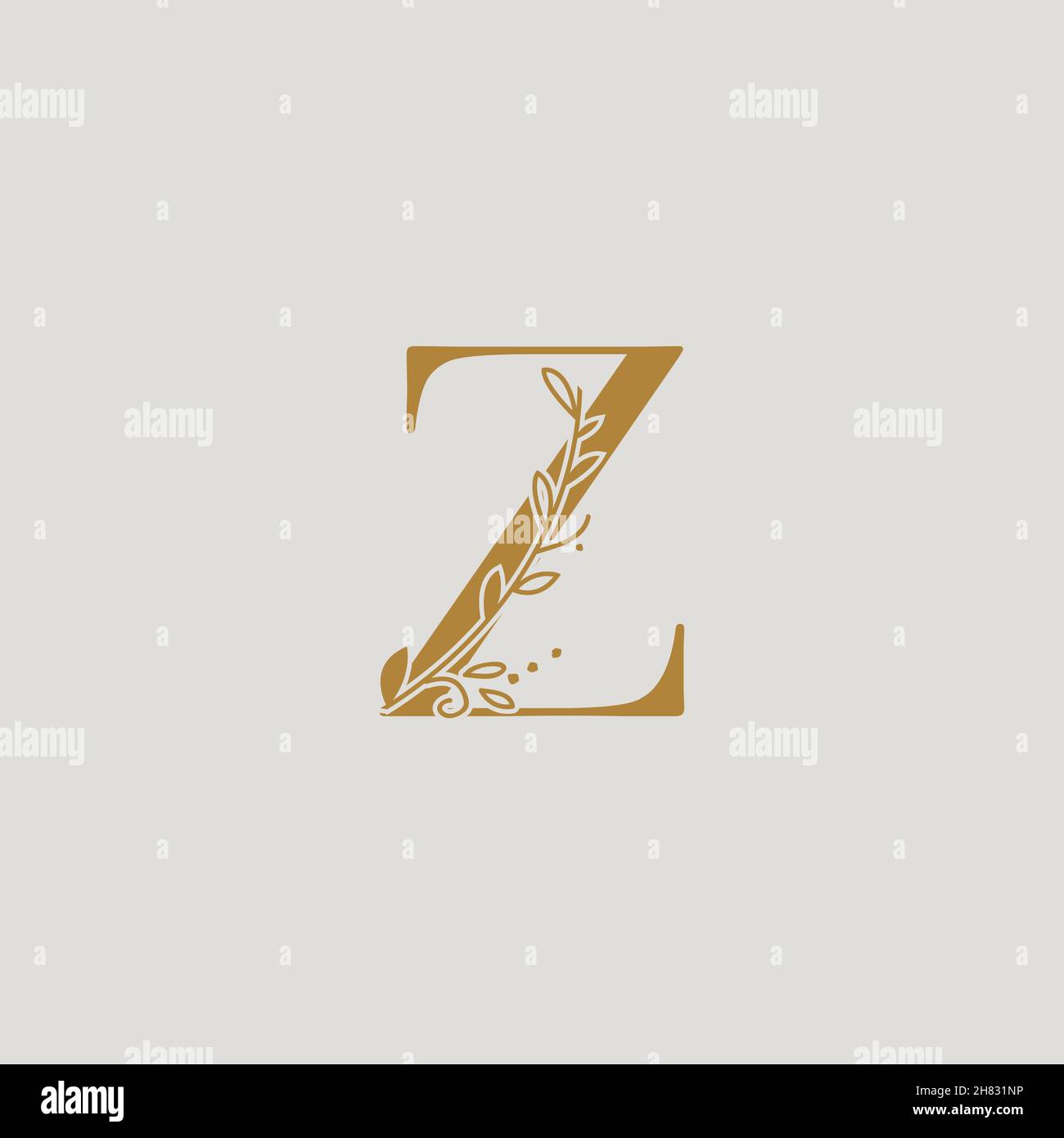 Graphic Floral Initial Alphabet Z flowers bouquet composition. Unique ...