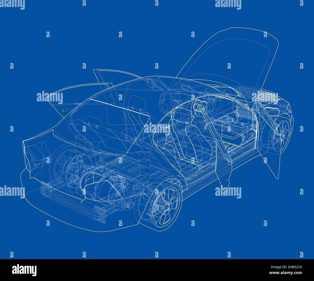 Electric Car With Chassis. 3d illustration Stock Photo - Alamy