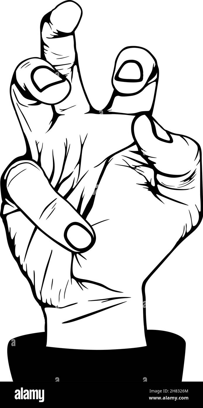 Angry hand, illustration in vector, black and white Stock Vector Image ...