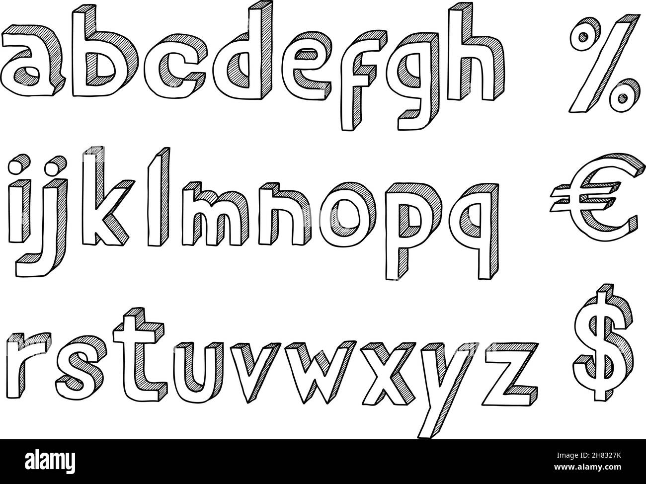 Hand drawn vector abc, alphabet with dollar and euro Stock Vector Image ...