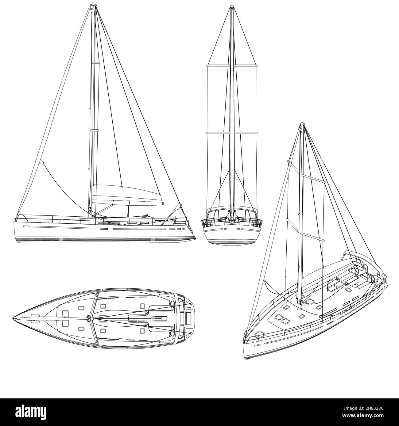 Sailboat Drawing Front View