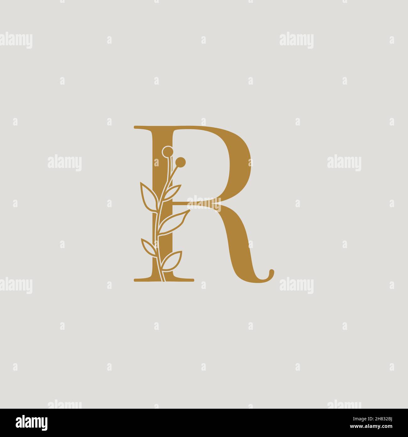 Graphic Floral Initial Alphabet R flowers bouquet composition. Unique ...