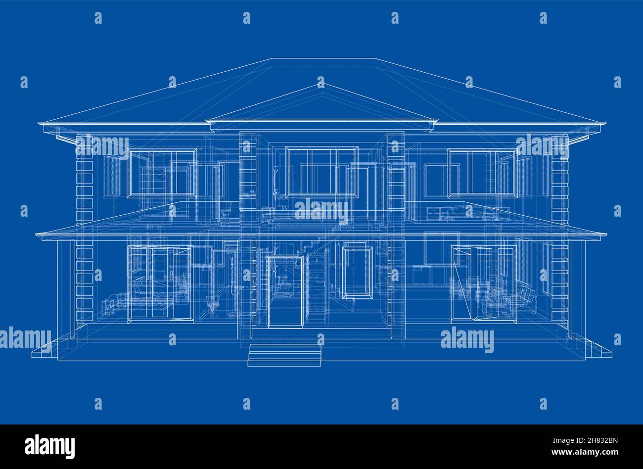 Exterior of the house with visible internal elements Stock Photo - Alamy