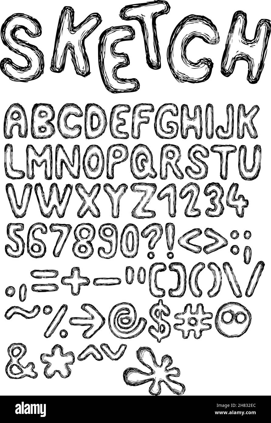 Hand drawn sketched font hi-res stock photography and images - Alamy