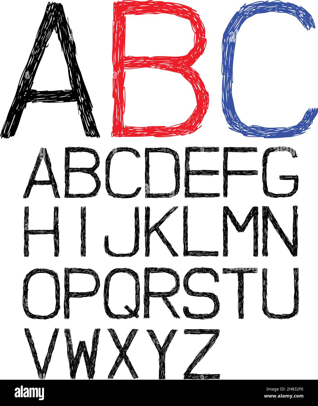 Hand drawn and sketched font, doodle Stock Vector Image & Art - Alamy