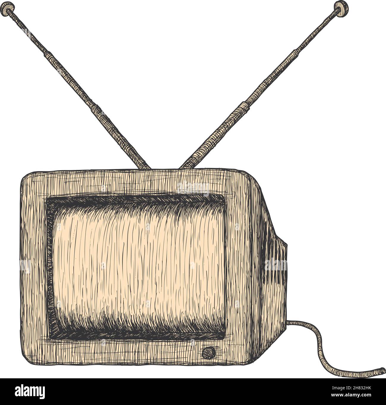 Hand drawn retro TV, detailed Stock Vector Image & Art - Alamy