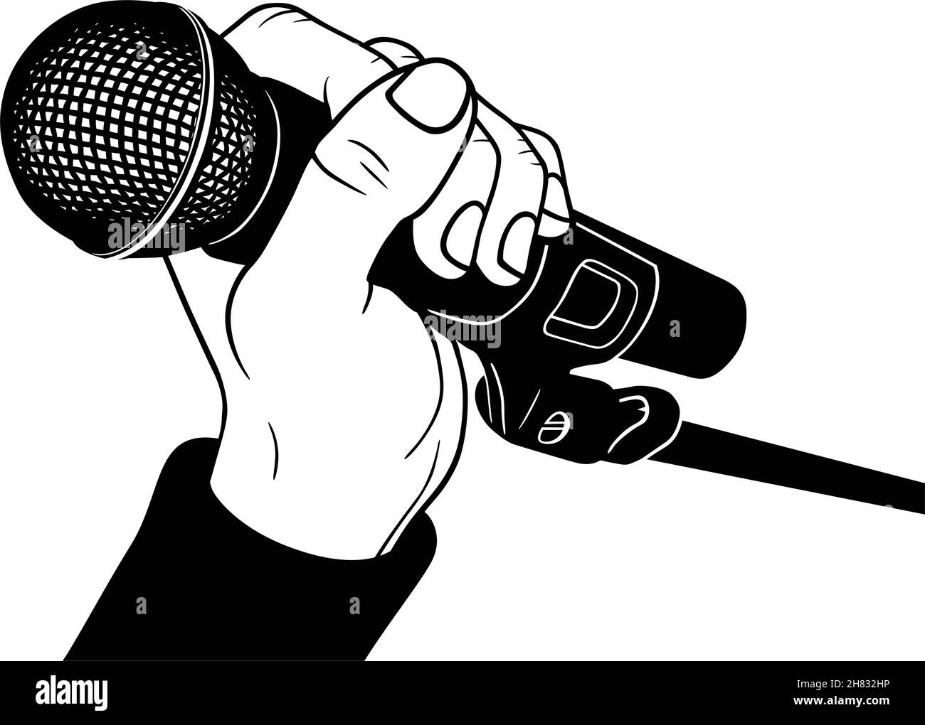 Hand with microphone, vector illustration Stock Vector Image & Art - Alamy