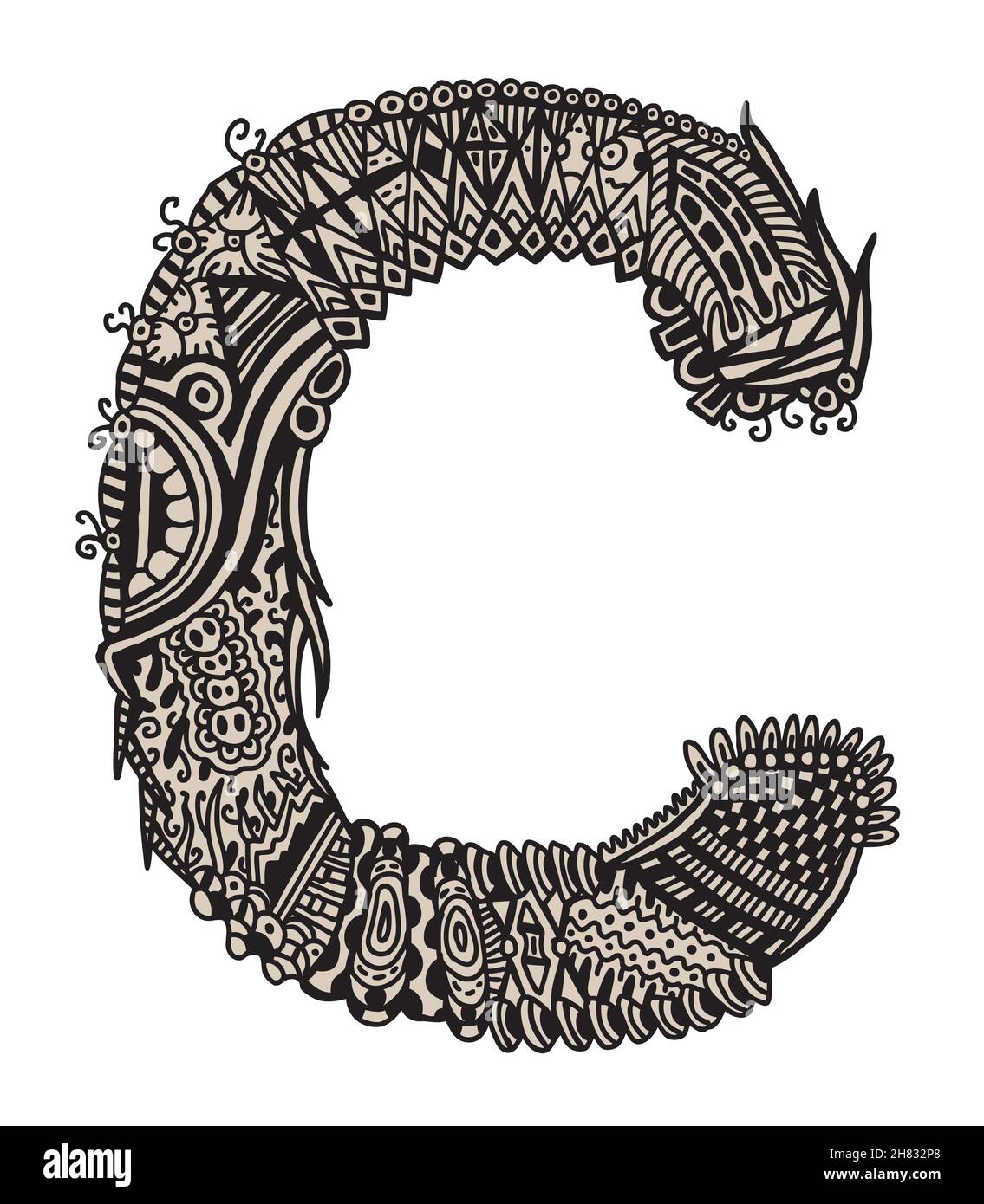Hand drawn letter C, ancient style Stock Vector Image & Art - Alamy