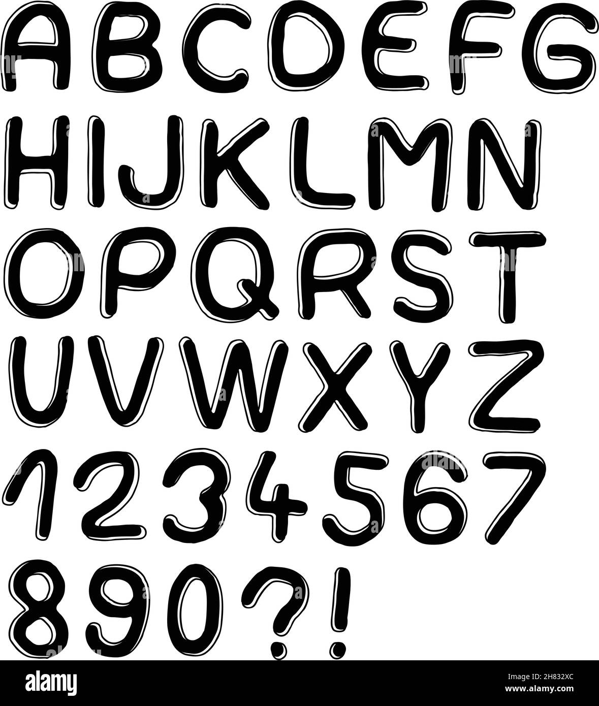 Hand drawn font, black design Stock Vector Image & Art - Alamy