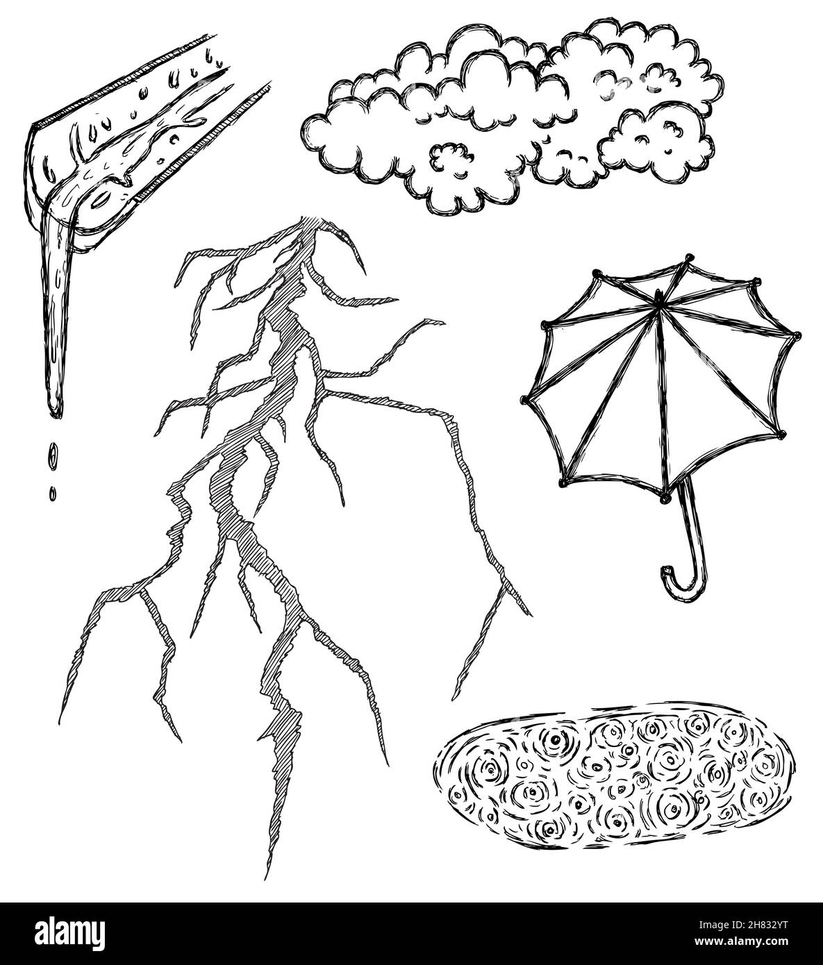 Hand drawn thunder doodle Stock Vector Images - Alamy