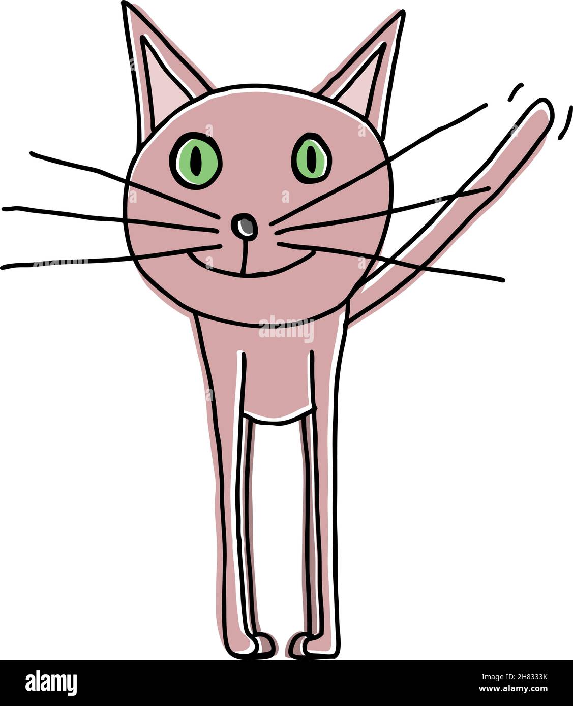 Joy hand drawn cat, cartoon illustration Stock Vector Image & Art - Alamy