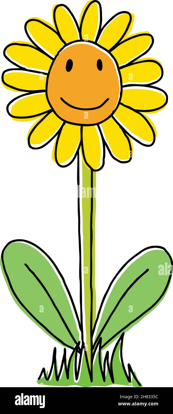 Joy Hand Drawn Sunflower Cartoon Illustration Stock Vector Image And Art