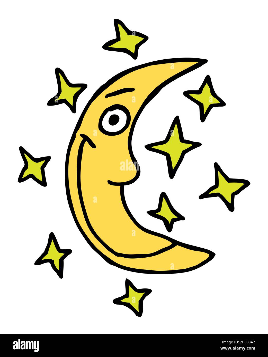 Hand drawn moon, cartoon illustration Stock Vector Image & Art - Alamy