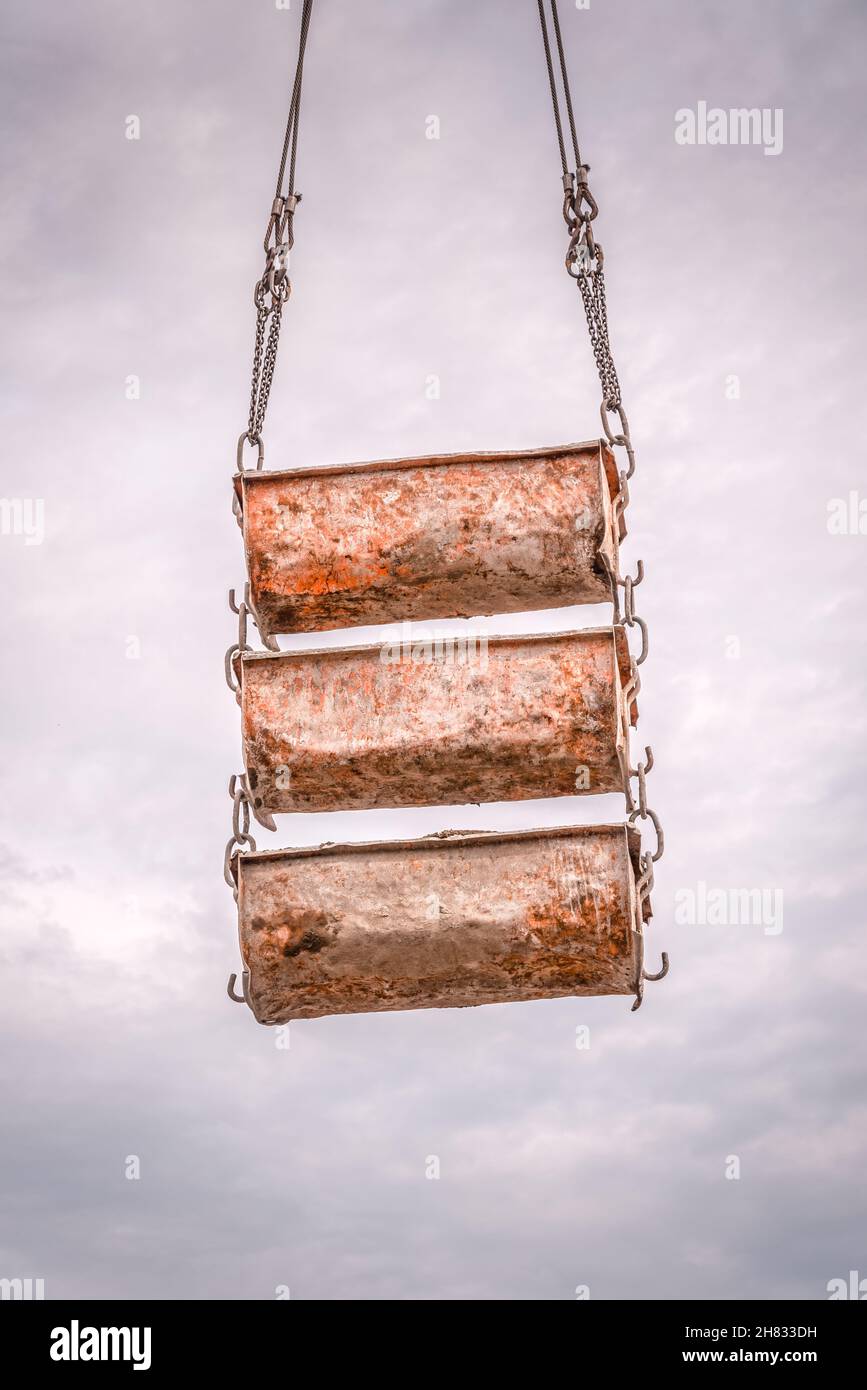 Concrete grout tankages Stock Photo - Alamy