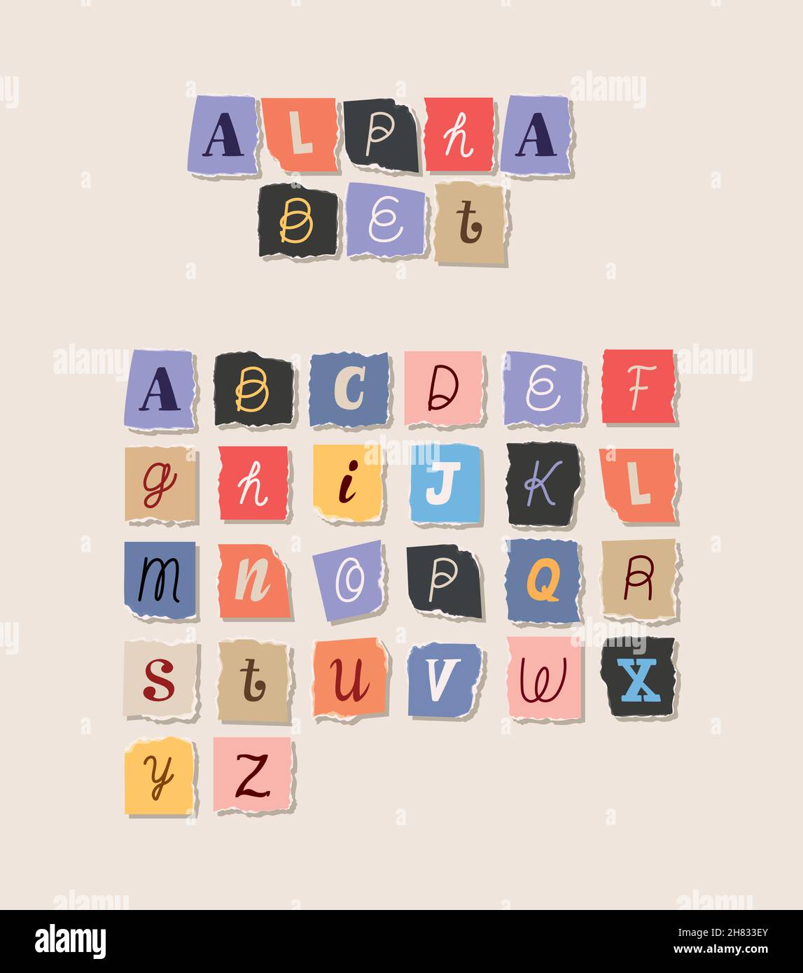 ransom note alphabet font poster Stock Vector Image & Art - Alamy