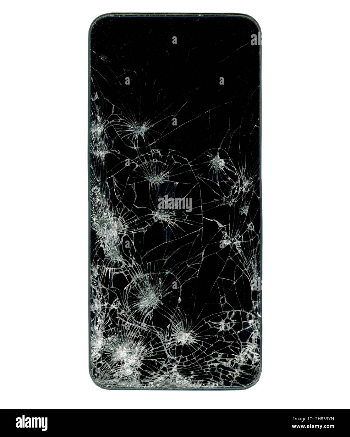 Broken mobile phone screen, fractured glass white background Stock ...
