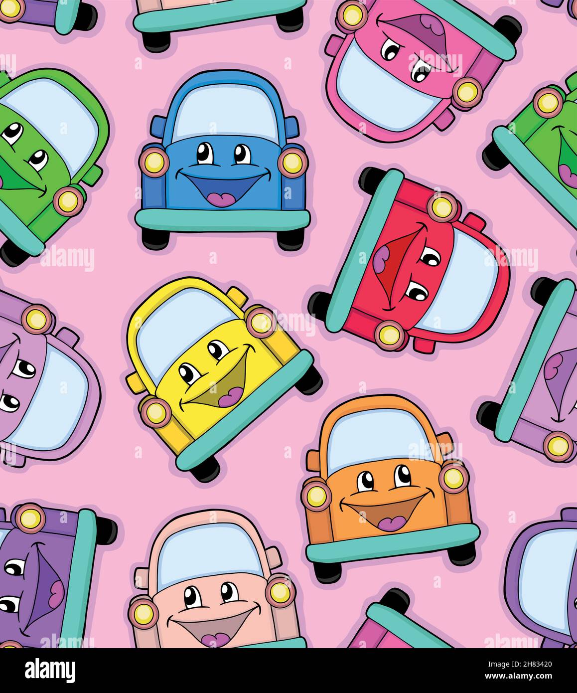 Seamless pattern of cute cars, vector illustration Stock Vector Image ...