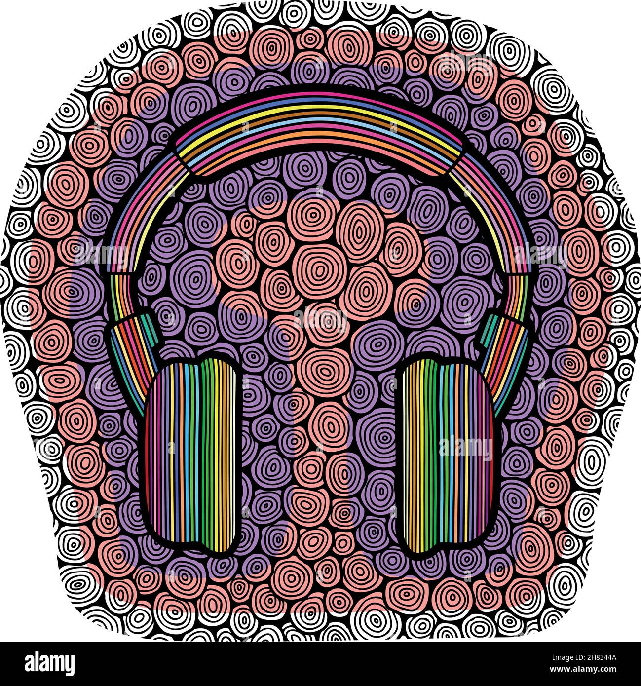 Styled rainbow headphones, in texture, vector illustration Stock Vector ...