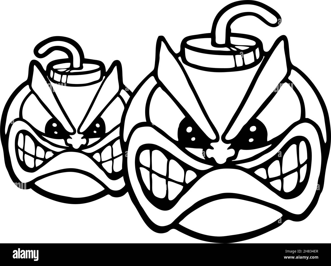 Angry Cartoon Bomb Drawing