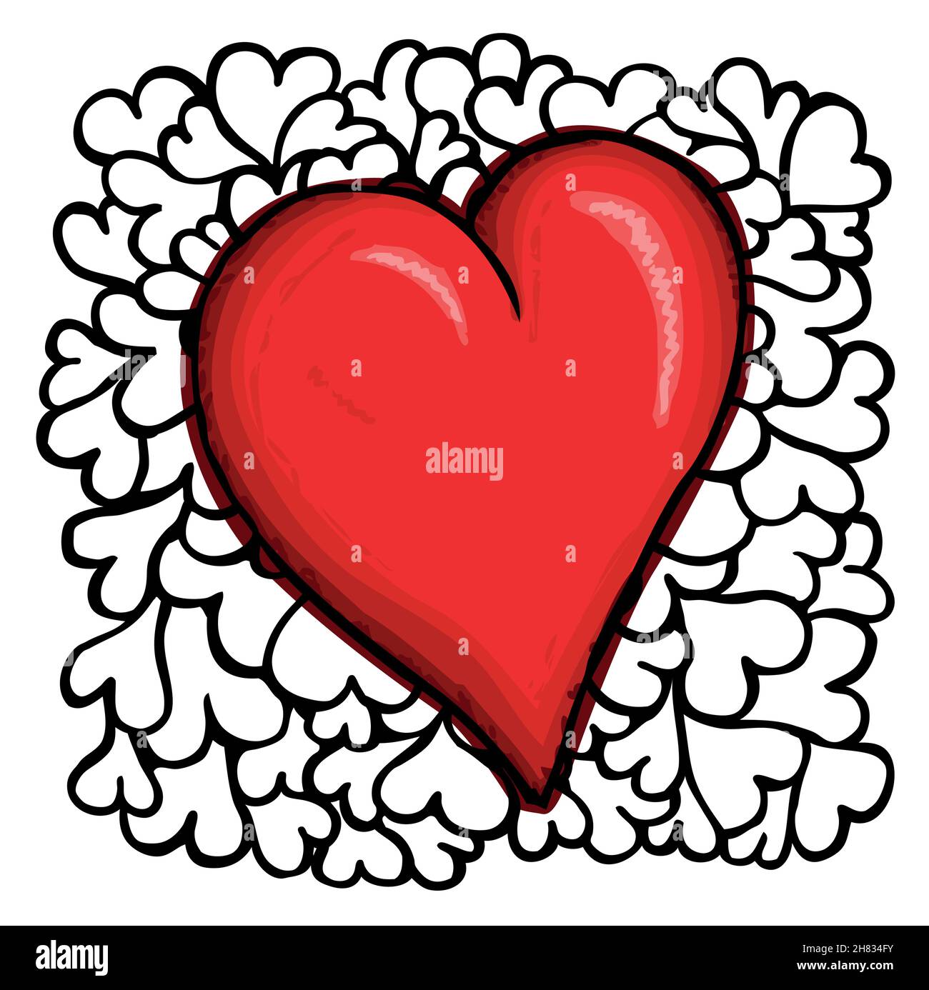 Big red heart, hand drawn vector illustration Stock Vector Image & Art ...