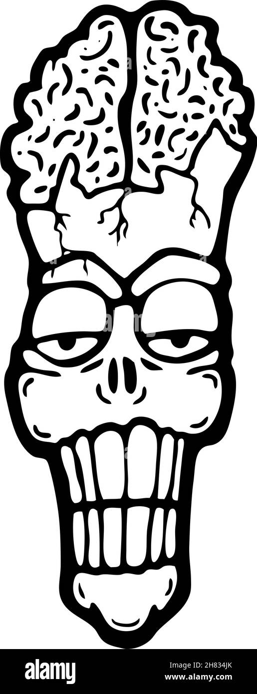 Human brain skull illustration Stock Vector Images - Alamy