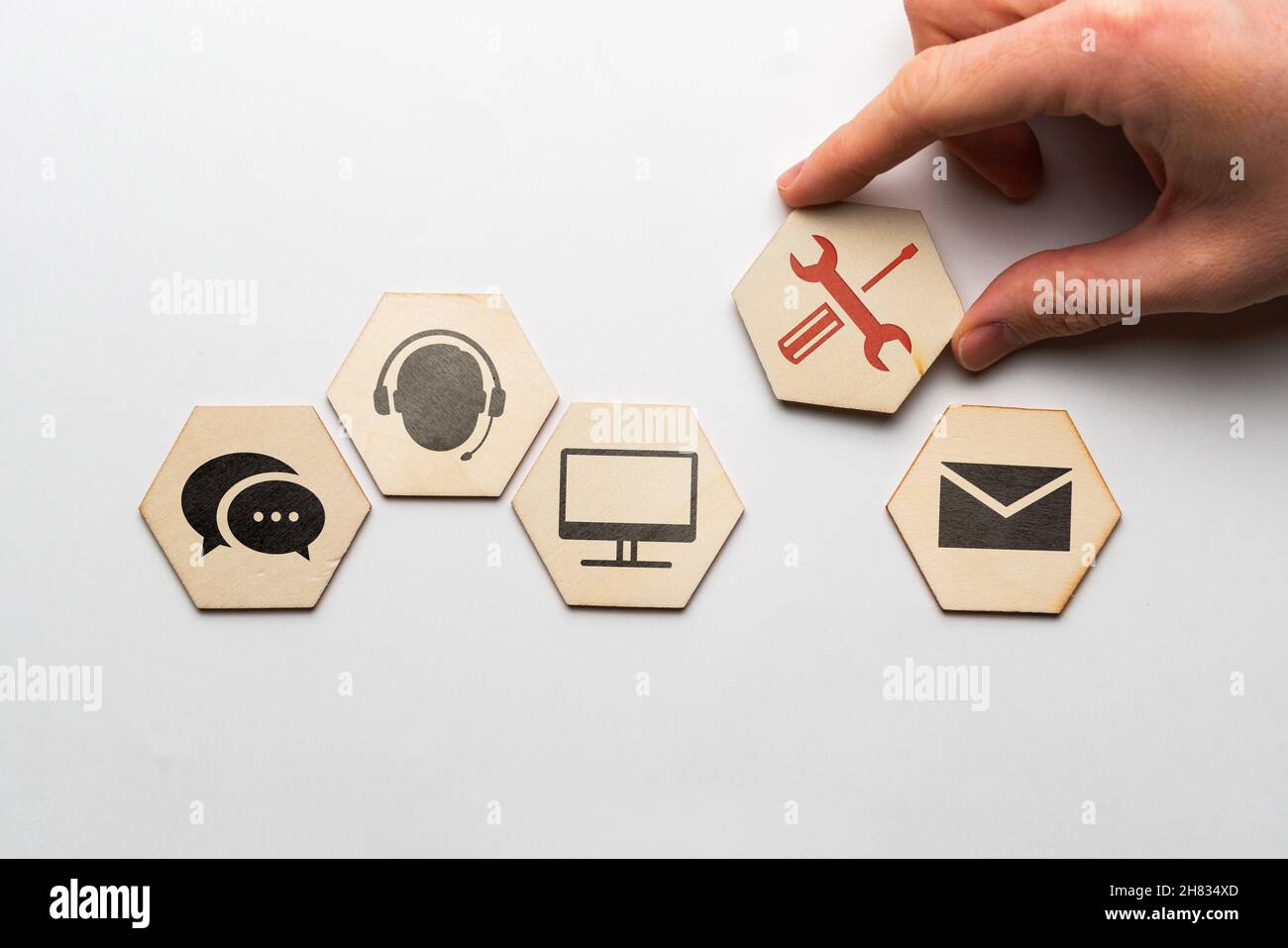 The concept of creating customer service and support from icons on ...