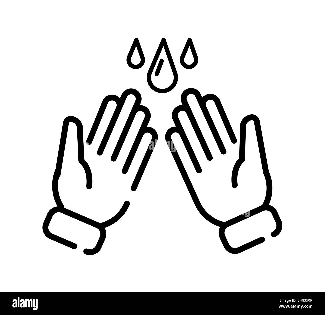 Hands washing flat icon. Pictogram for web. Line stroke. Isolated on ...