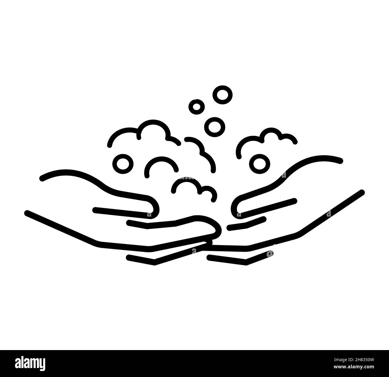 Hands washing flat icon. Pictogram for web. Line stroke. Isolated on ...