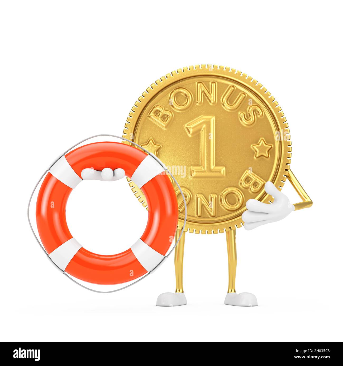 Golden Loyalty Program Bonus Coin Person Character Mascot with Life ...