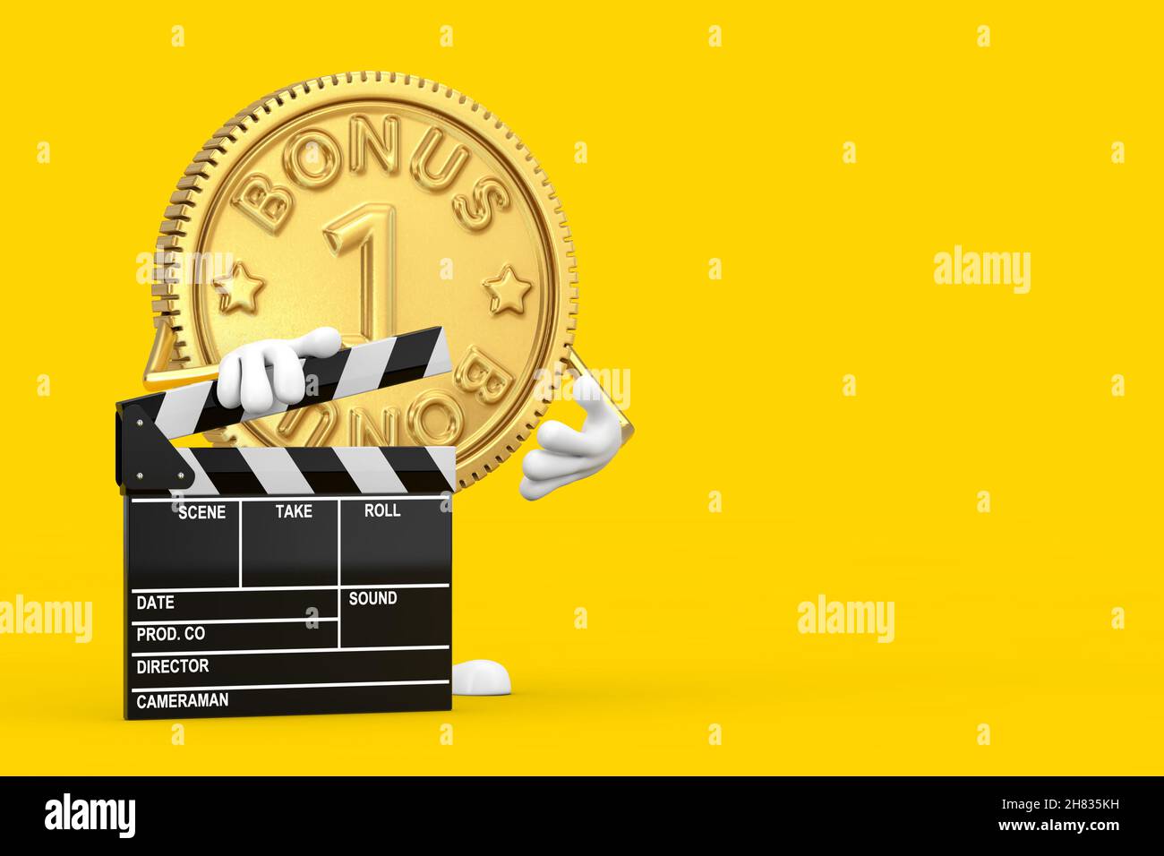 Golden Loyalty Program Bonus Coin Person Character Mascot with Movie ...