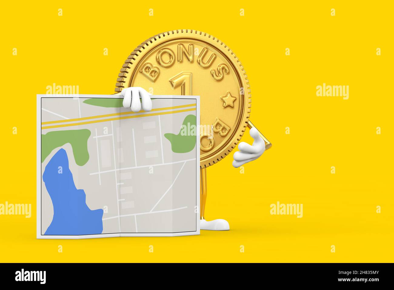 Golden Loyalty Program Bonus Coin Person Character Mascot with Abstract ...