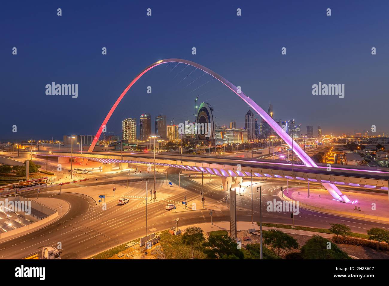 Lusail Arch Bridge Doha Qatar. Selective Focus Bridge Stock Photo - Alamy