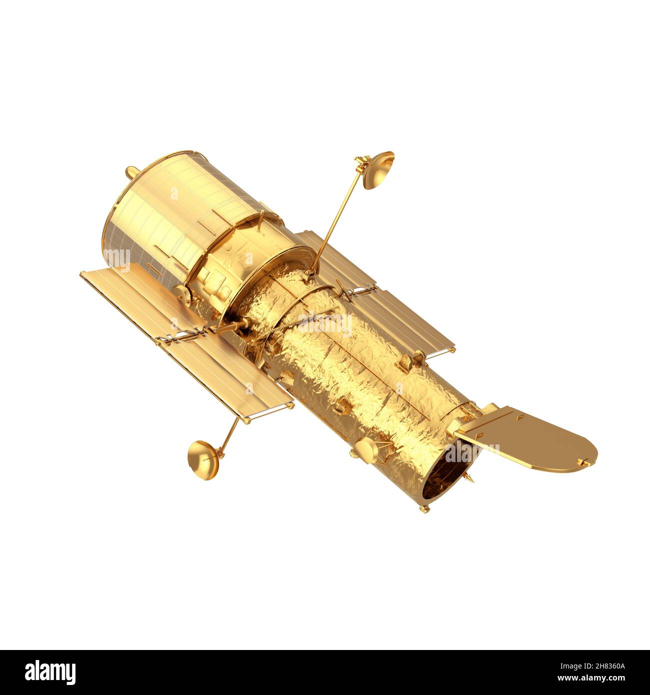 Golden Space Telescope Hubble on a white background. 3d Rendering Stock ...