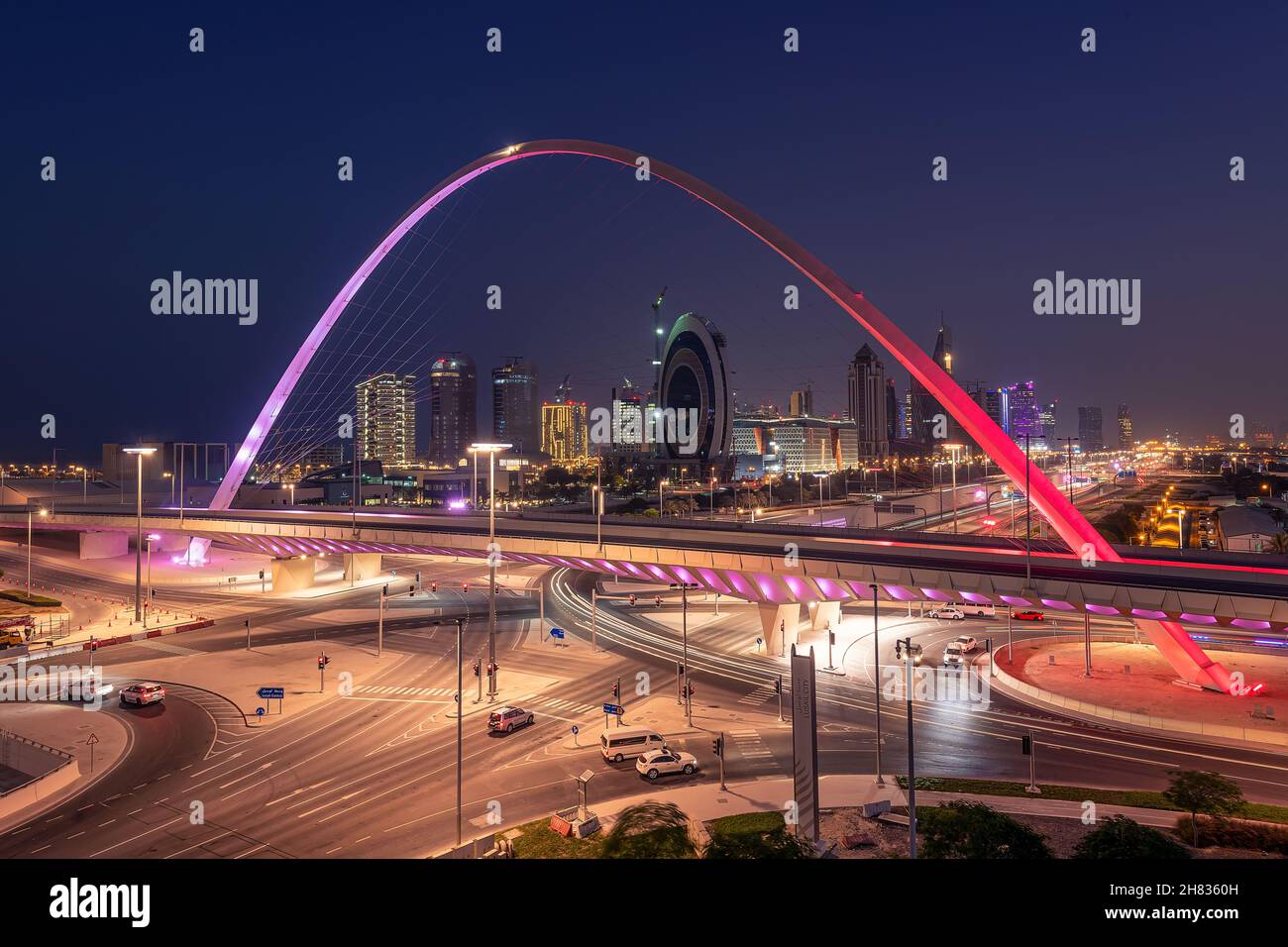 Lusail Arch Bridge Doha Qatar. Selective Focus Bridge Stock Photo - Alamy