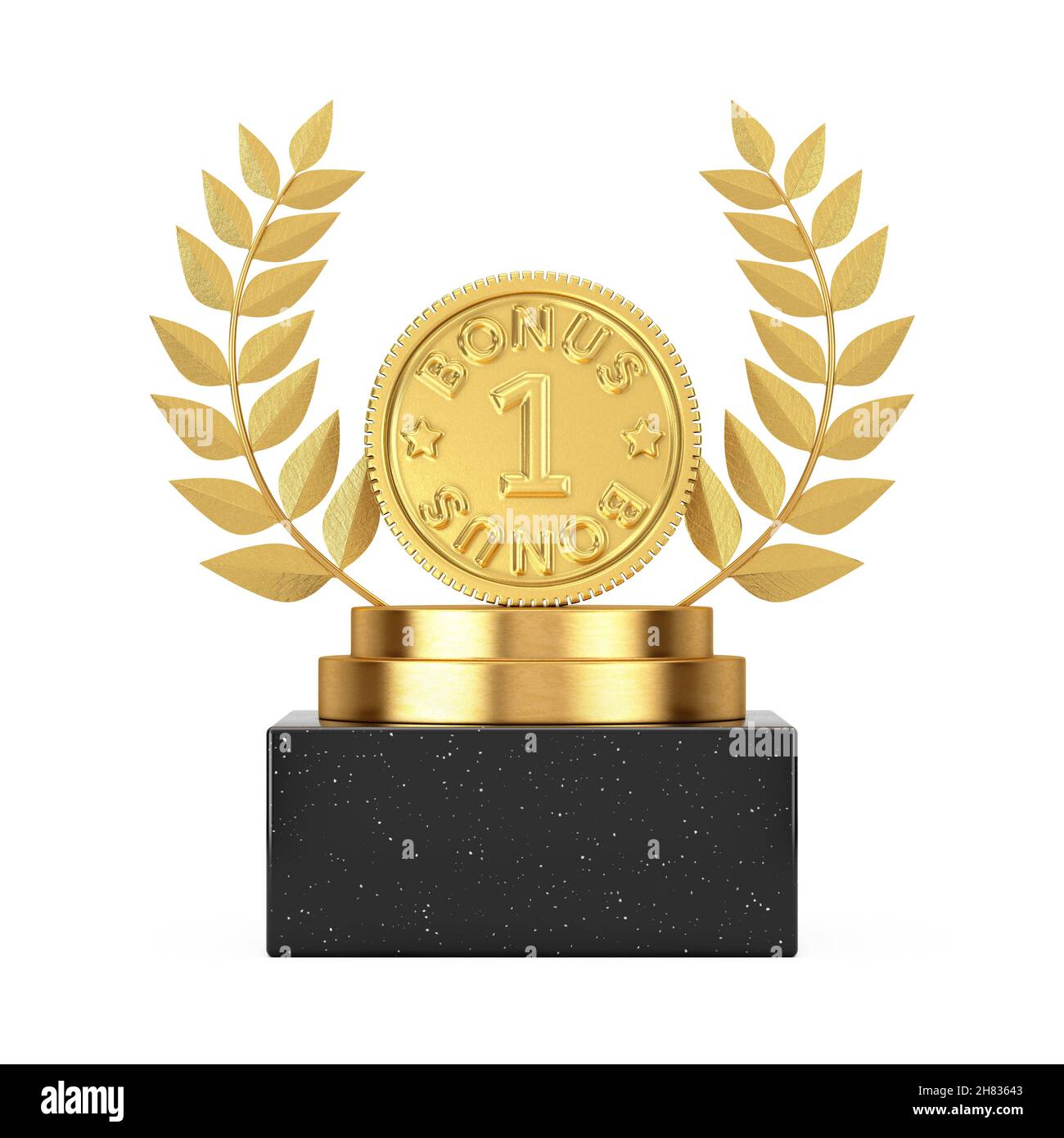Winner Award Cube Gold Laurel Wreath Podium, Stage or Pedestal with ...