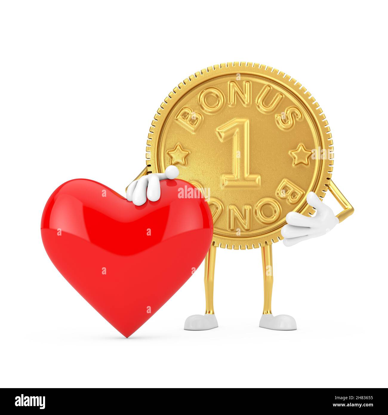 Golden Loyalty Program Bonus Coin Person Character Mascot with Red ...