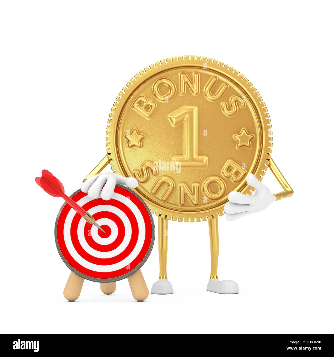 Golden Loyalty Program Bonus Coin Person Character Mascot with Archery ...