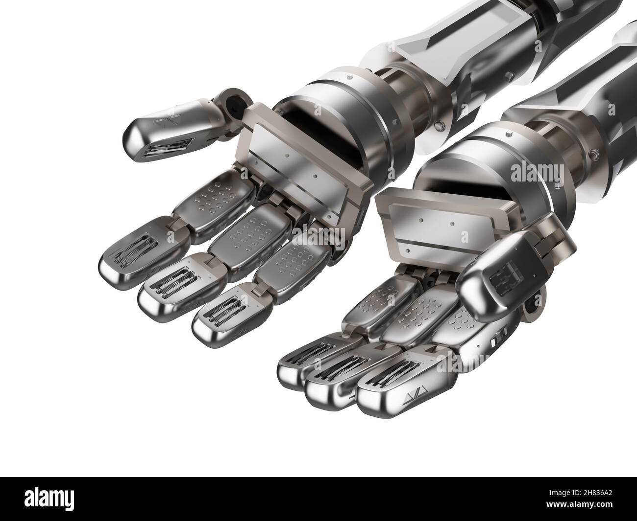 3d rendering robotic hand with hand palm open isolated on white Stock ...