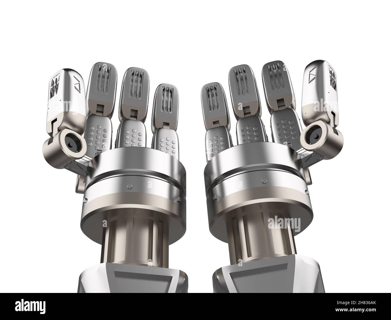 3d rendering robotic hand with hand palm open isolated on white Stock ...