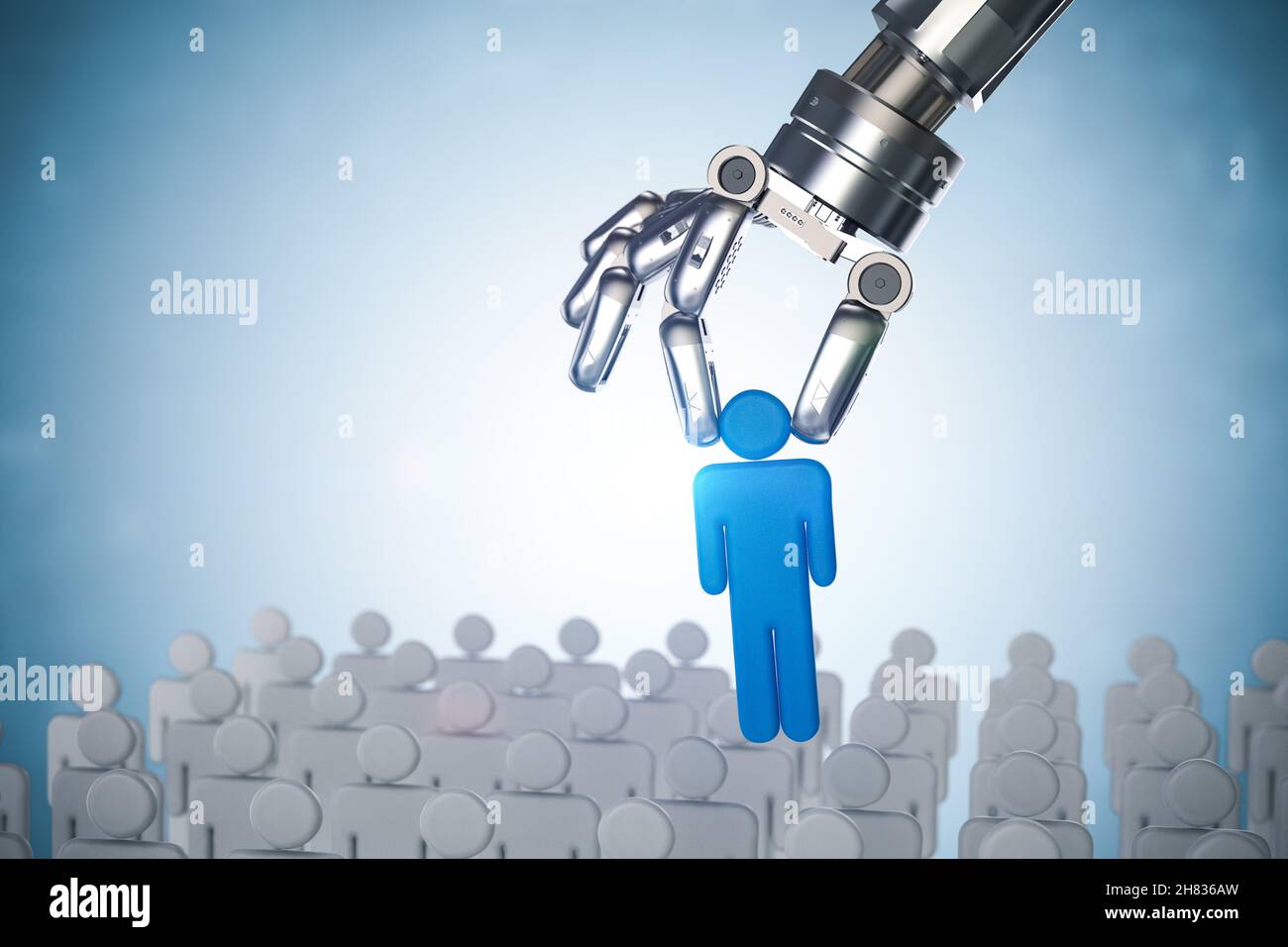 Robot replace human job concept with 3d rendering robot remove human ...