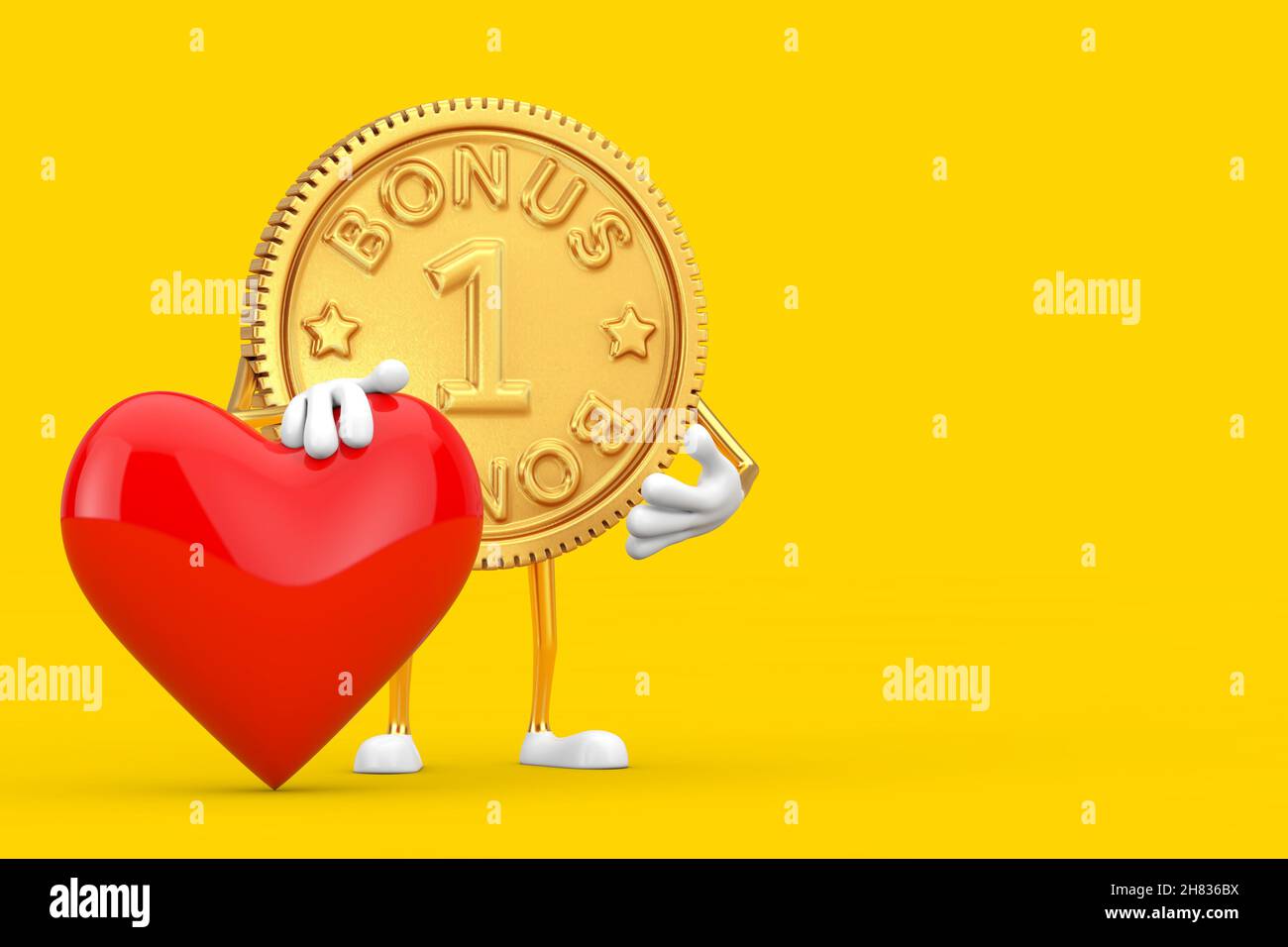 Golden Loyalty Program Bonus Coin Person Character Mascot with Red ...