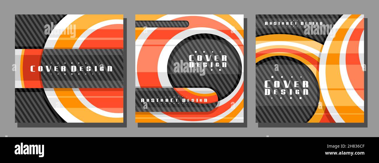 Vector set of Square Covers, 3 colorful layouts with decorative design ...