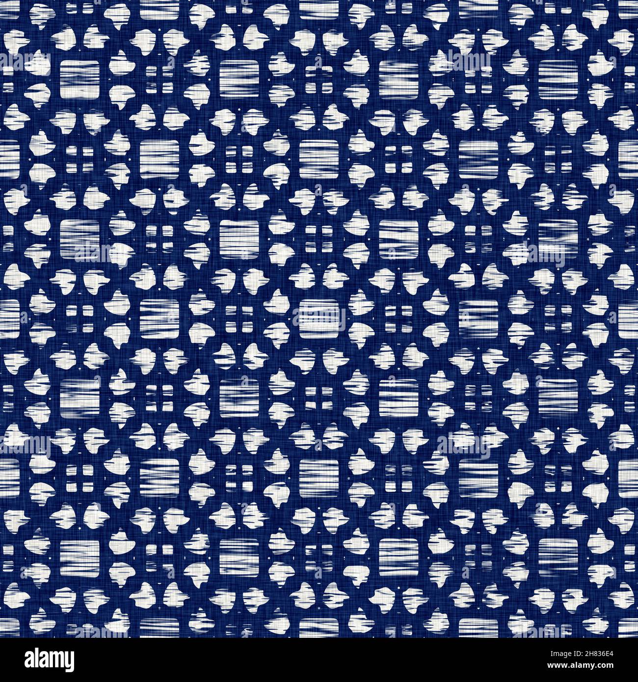 Indigo dyed fabric geo shape pattern texture. Seamless textile fashion ...