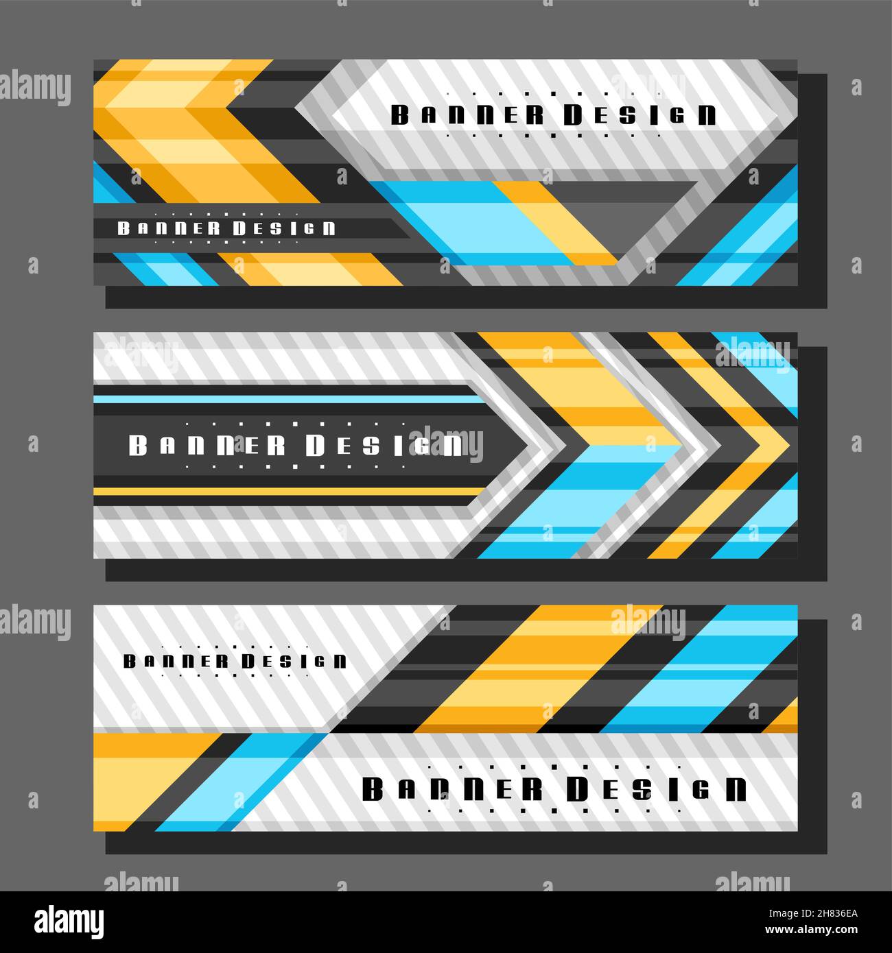Vector Headers Set, 3 colorful layouts with decorative design arrows ...