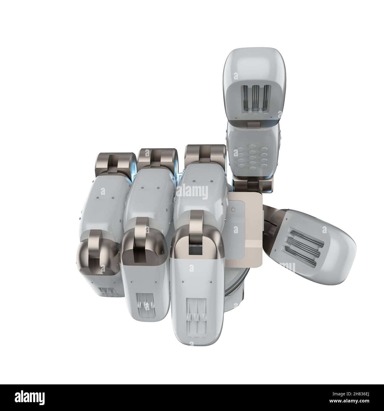 3d rendering robotic or cyborg hand finger point isolated on white ...