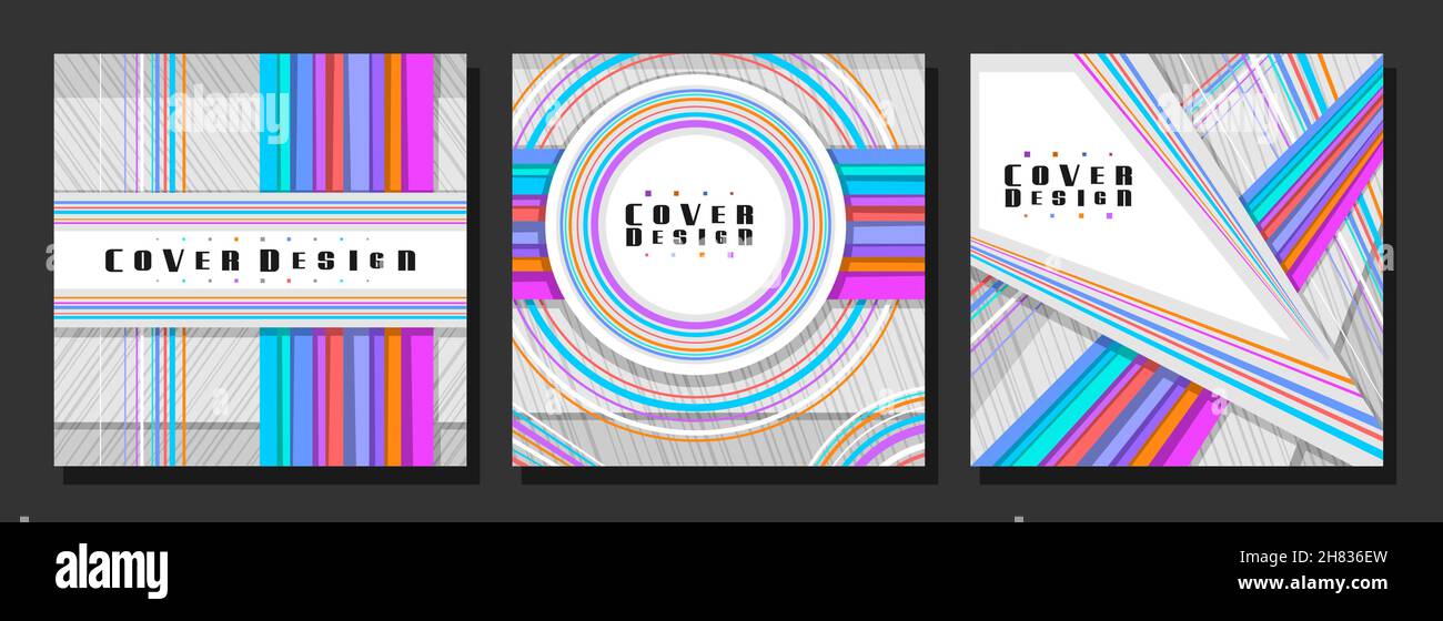 Vector set of Square Covers, 3 colorful layouts with decorative circles ...