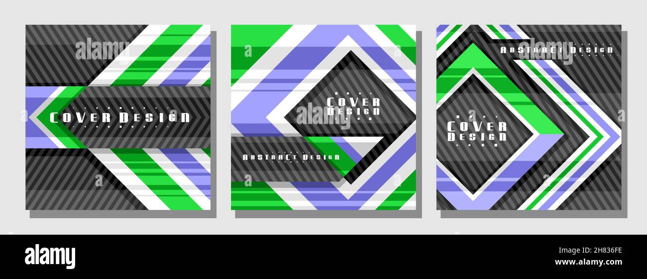 Vector set of Square Covers, 3 colorful layouts with decorative design ...